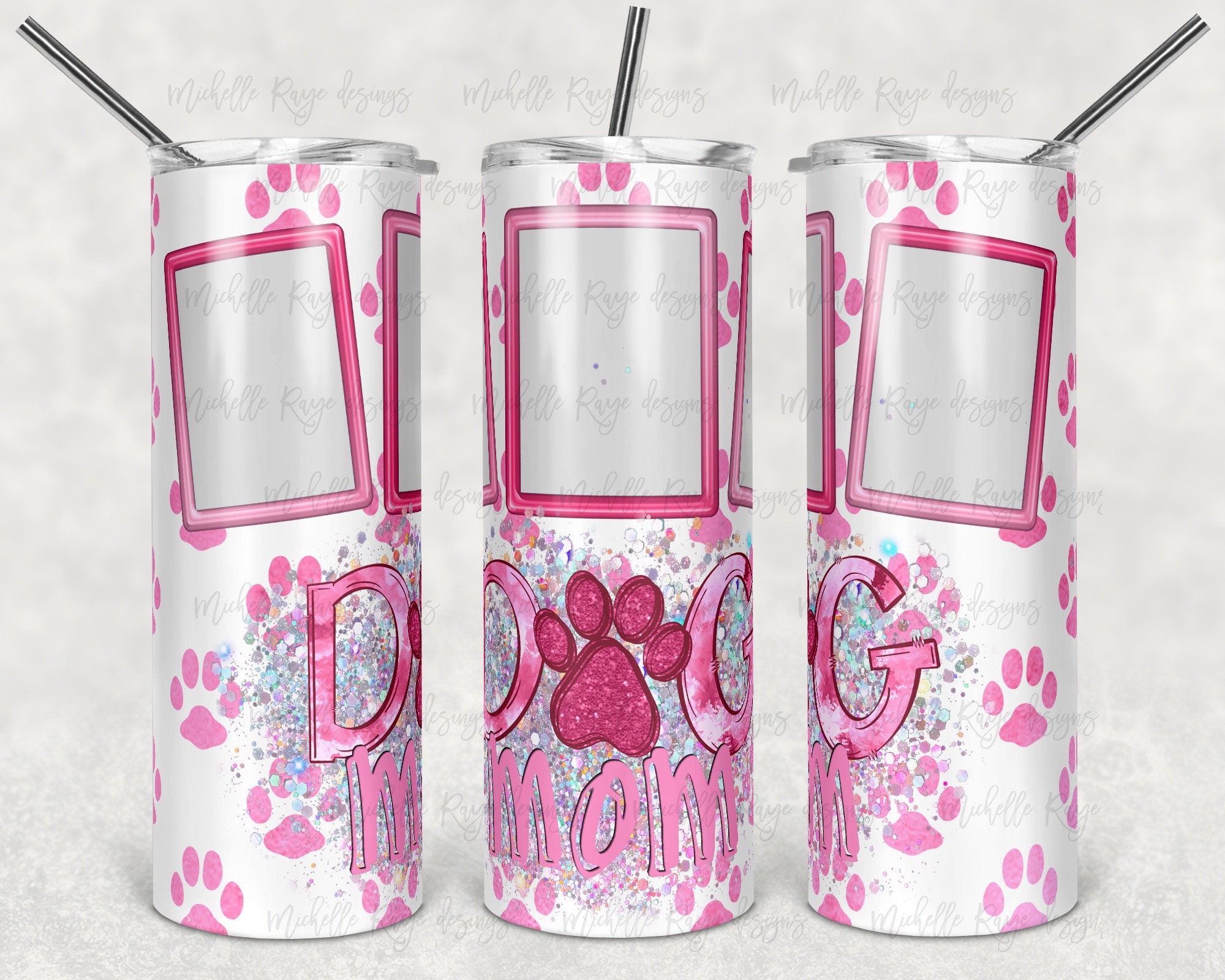 Bright Pink, Dog Mom, Insert Picture, Pink Paw Prints, Sublimation, 20 ...