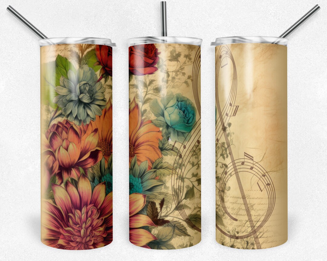 Musical Notes and Sheet Music Sublimation PNG Wrap, 20 Oz Skinny ...