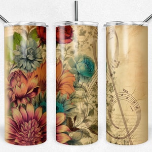 Musical Notes and Sheet Music Sublimation PNG Wrap, 20 Oz Skinny ...
