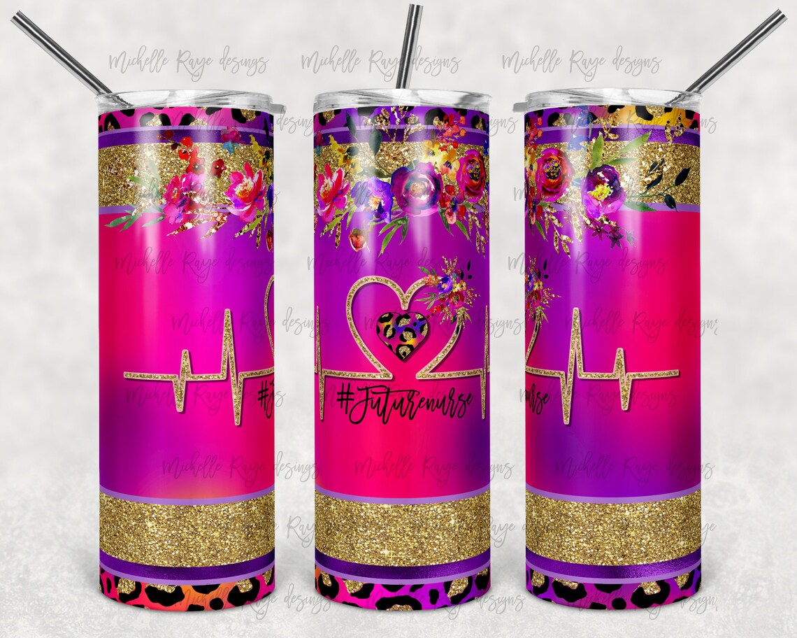 Future Nurse Pink Purple Floral Glitter Leopard Print - Etsy