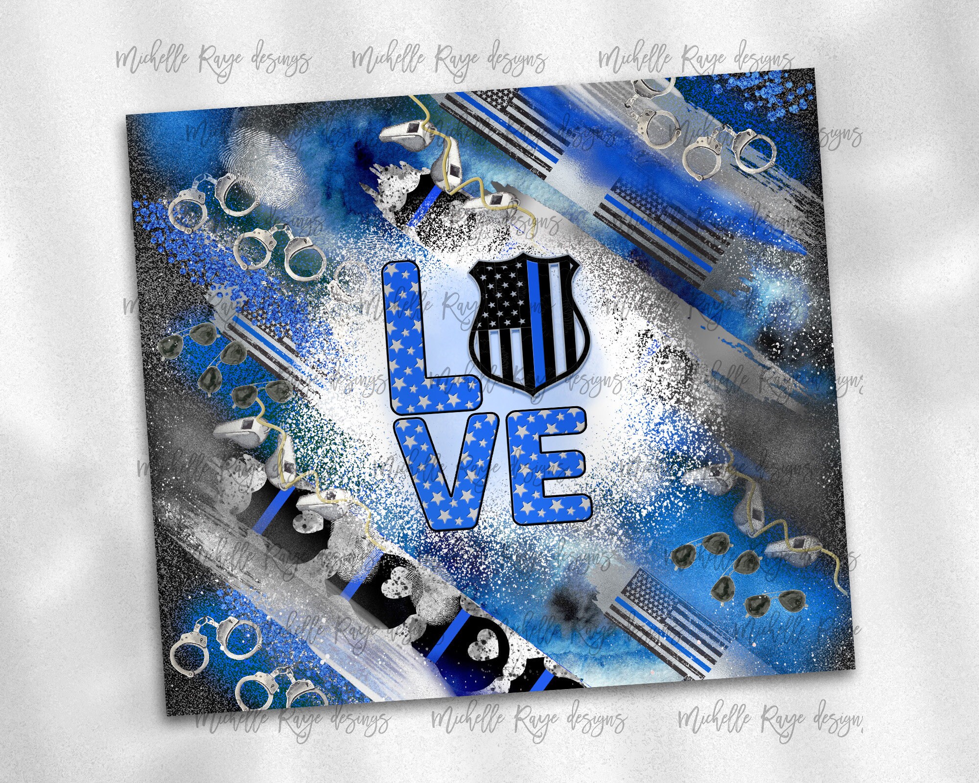 Love Police Milky Way, Blue Line, Badge, Brush Strokes, Sublimation ...