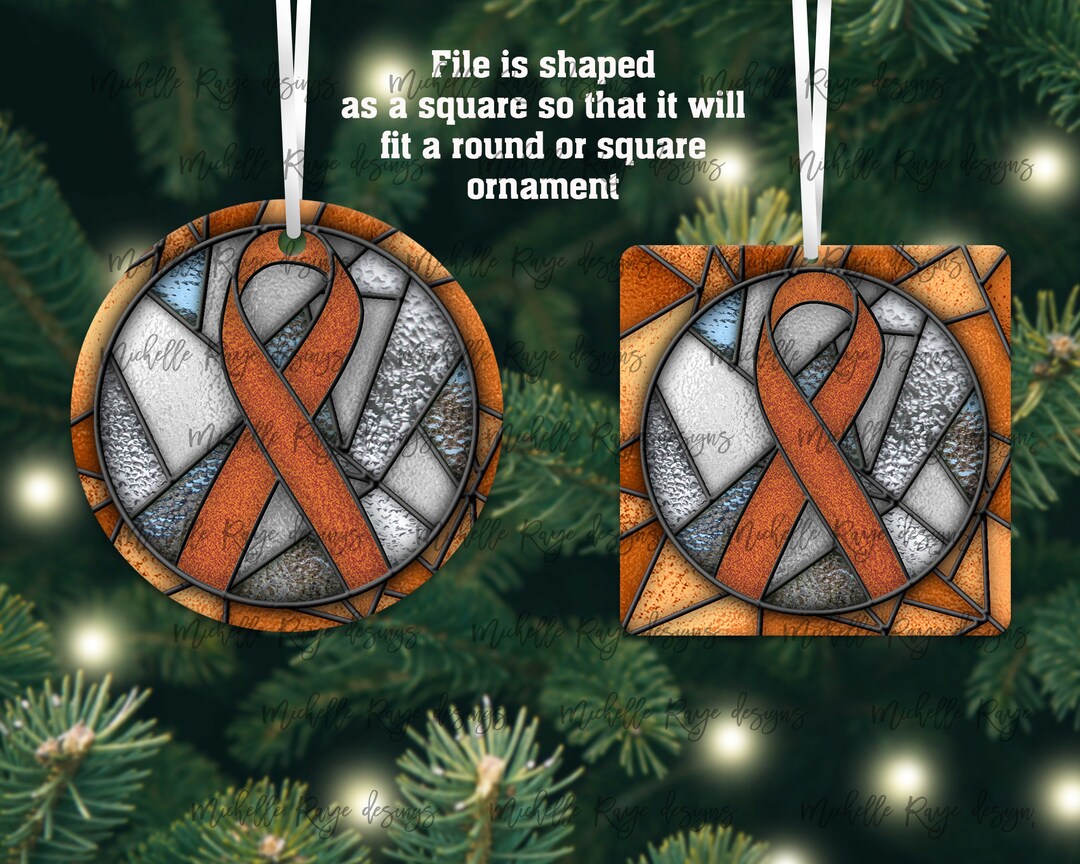 Orange Awareness Ribbon Stained Glass Christmas Ornament, Kidney Cancer ...