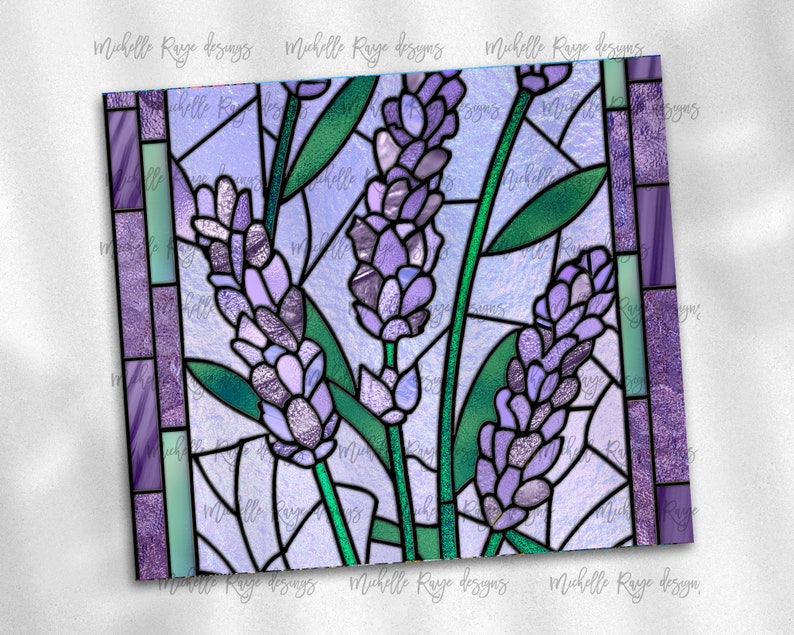 Lavender Stained Glass PNG Design Lavandula Tumbler Wrap - Etsy
