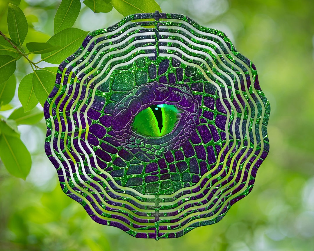 Dragon Eye in Purple and Green Glitter Wind Spinner Design,wind ...
