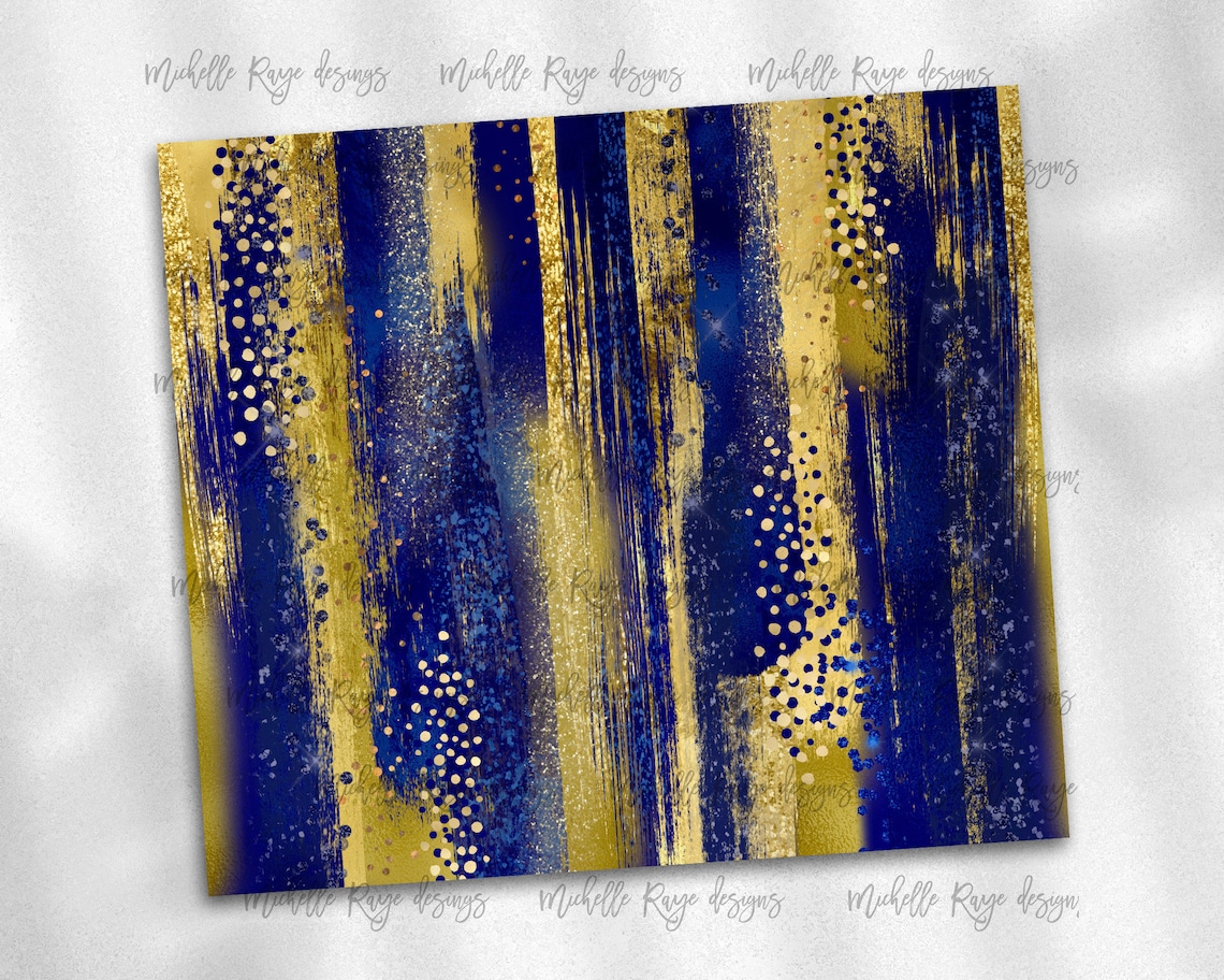 Blue and Yellow Gold Glitter Brush Strokes Paint Strokes - Etsy