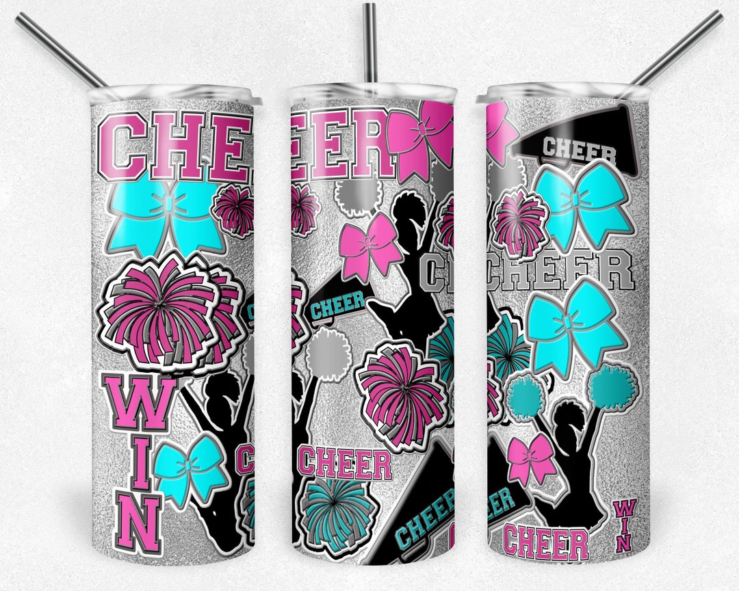 Cheerleader PNG Tumbler Wrap, Cheer Burst Pink Teal Cheerleading ...