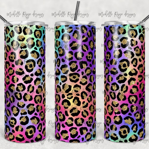 Pink and White Glitter Leopard Rainbow Sublimation 20 Oz. - Etsy
