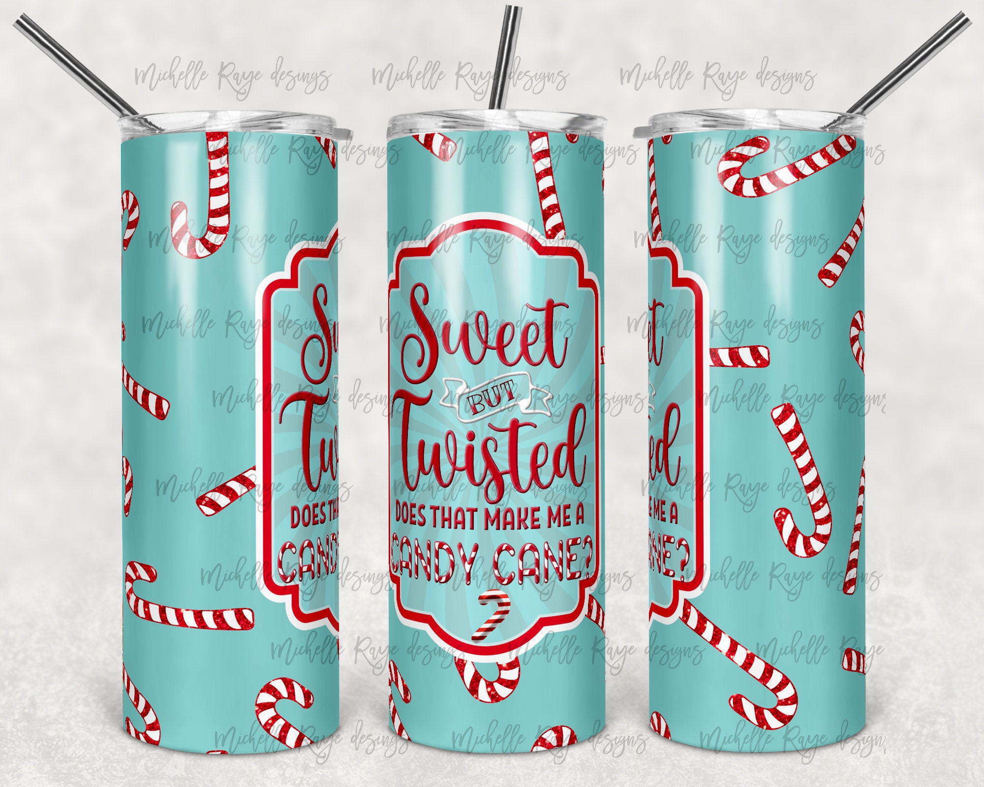 Candy Cane Label Sweet but Twisted Sublimation 20 oz | Etsy