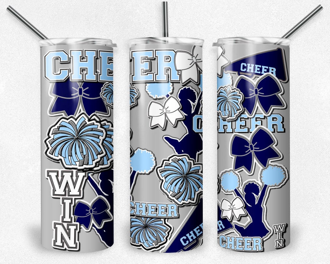 Navy and Light Blue PNG Cheerleader Umbler Wrap, Cheer Cup, Burst ...