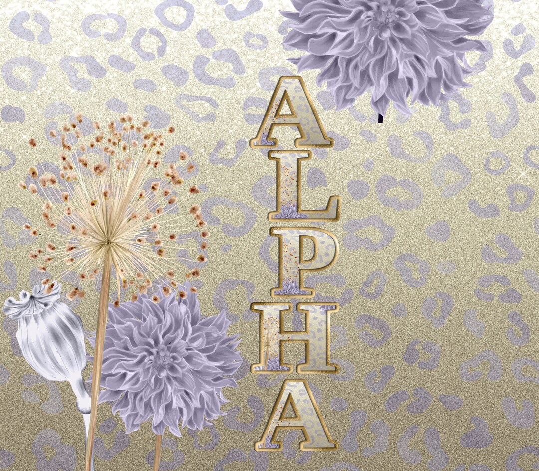 Purple and Gold Boho Floral Leopard Print Alphabet, Gold Bevel, PNG ...