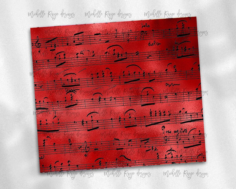 Music Notes Sublimation PNG Wrap, Sheet Music Tumbler Design, Music ...