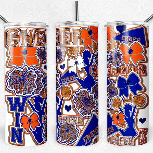 Blue and Orange Cheer Tumbler - Etsy