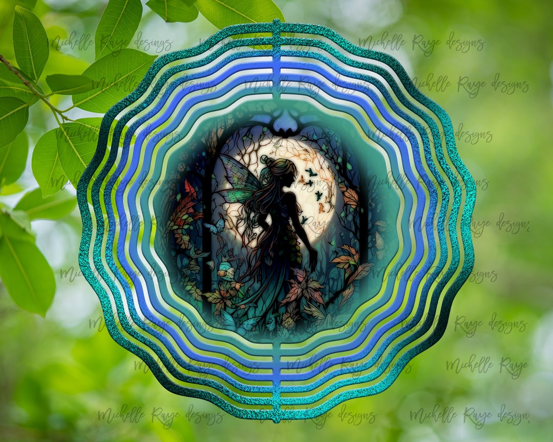 Fairy Moon, Stained Glass Wind Spinner PNG File Enchanted Forest ...
