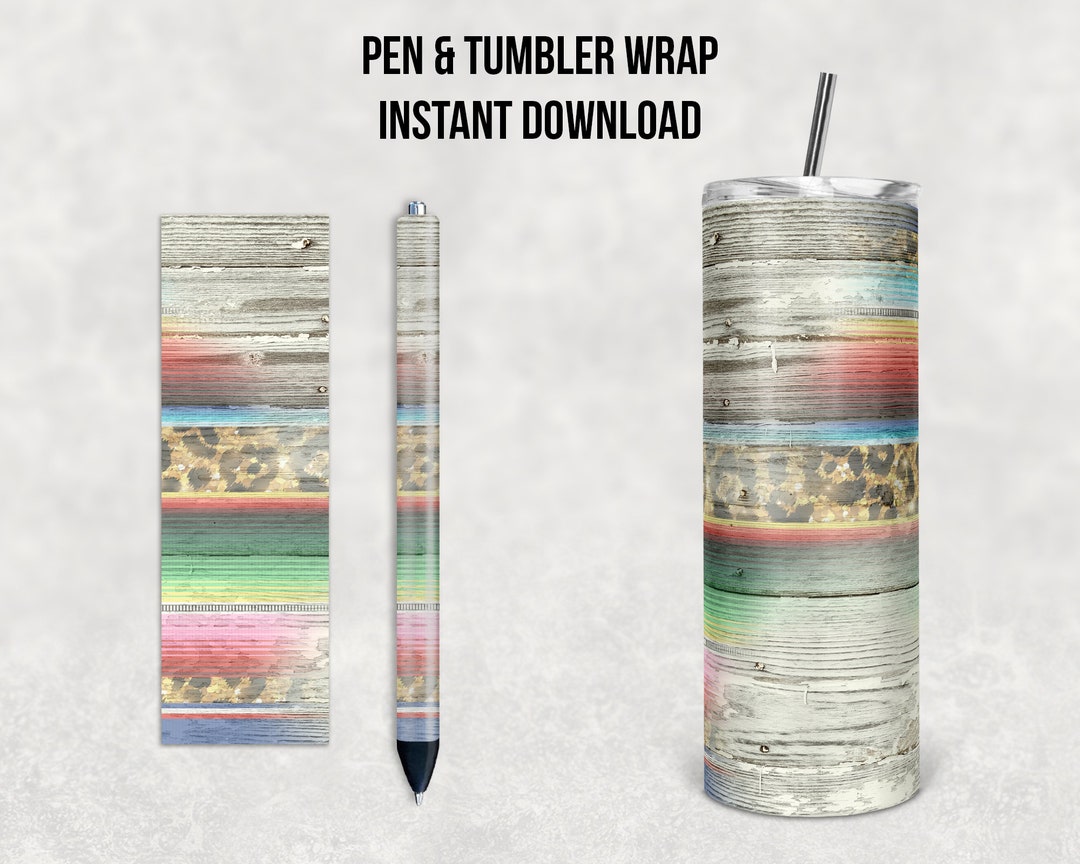 Western Wood Grain Leopard Print Serape Stripes, 20 Oz Skinny Tumbler ...