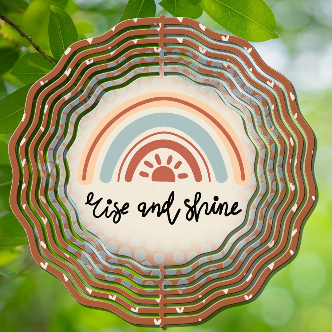 Boho Rainbow, Rise and Shine, Hanging Wind Spinners for Outdoors ...