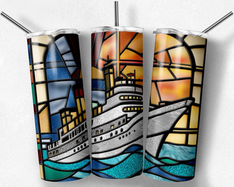 Ferry Stained Glass PNG Wrap Travel Boat Design Sublimation - Etsy