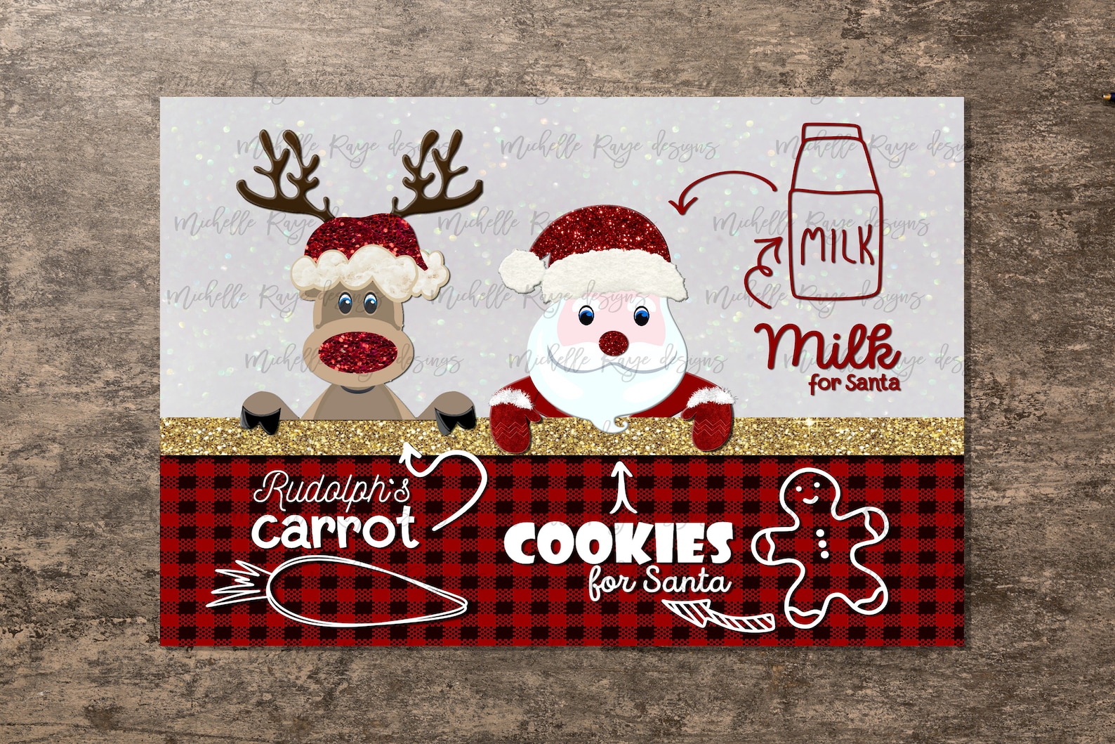 Cookies and Milk for Santa Claus Placemat, Christmas Placemat, 8" X 11 ...