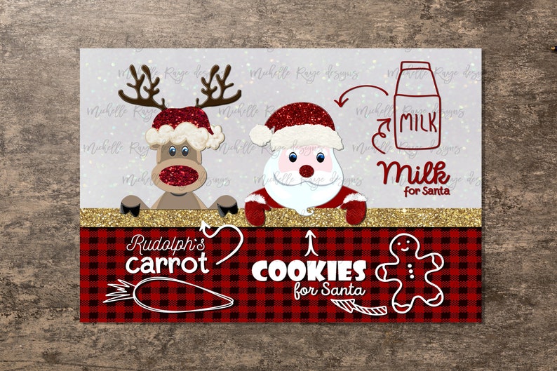 Cookies and Milk for Santa Claus Placemat, Christmas Placemat, 8" X 11 ...