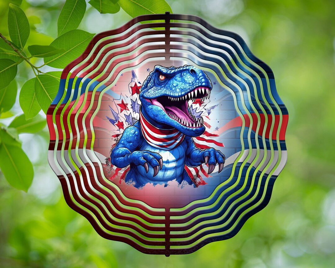 4th of July Trex Dinosaur Wind Spinner Design, Independence Day, Wind ...