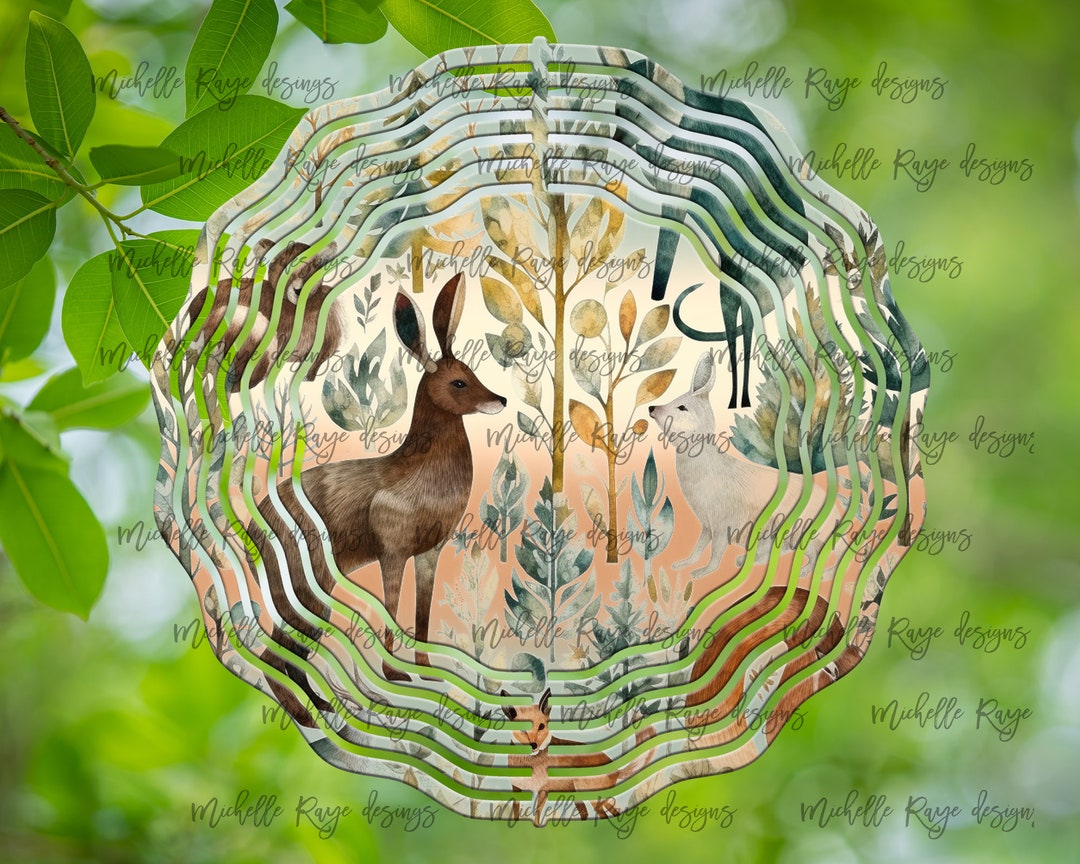 Forest Animals Folk Art Style Wind Spinner Design, Hanging Wind ...