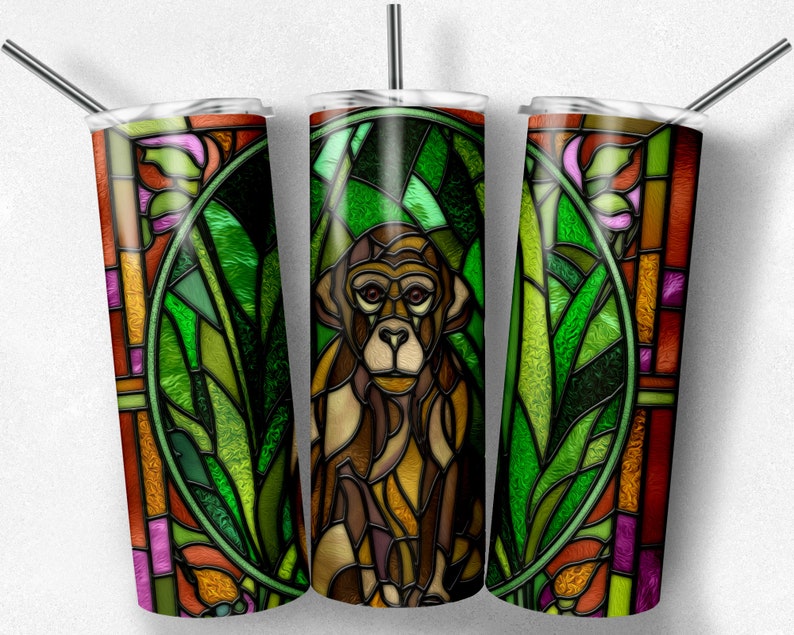 Monkey Stained Glass PNG Tumbler Wrap, Skinny Tumblers, 20 Oz Tumbler ...