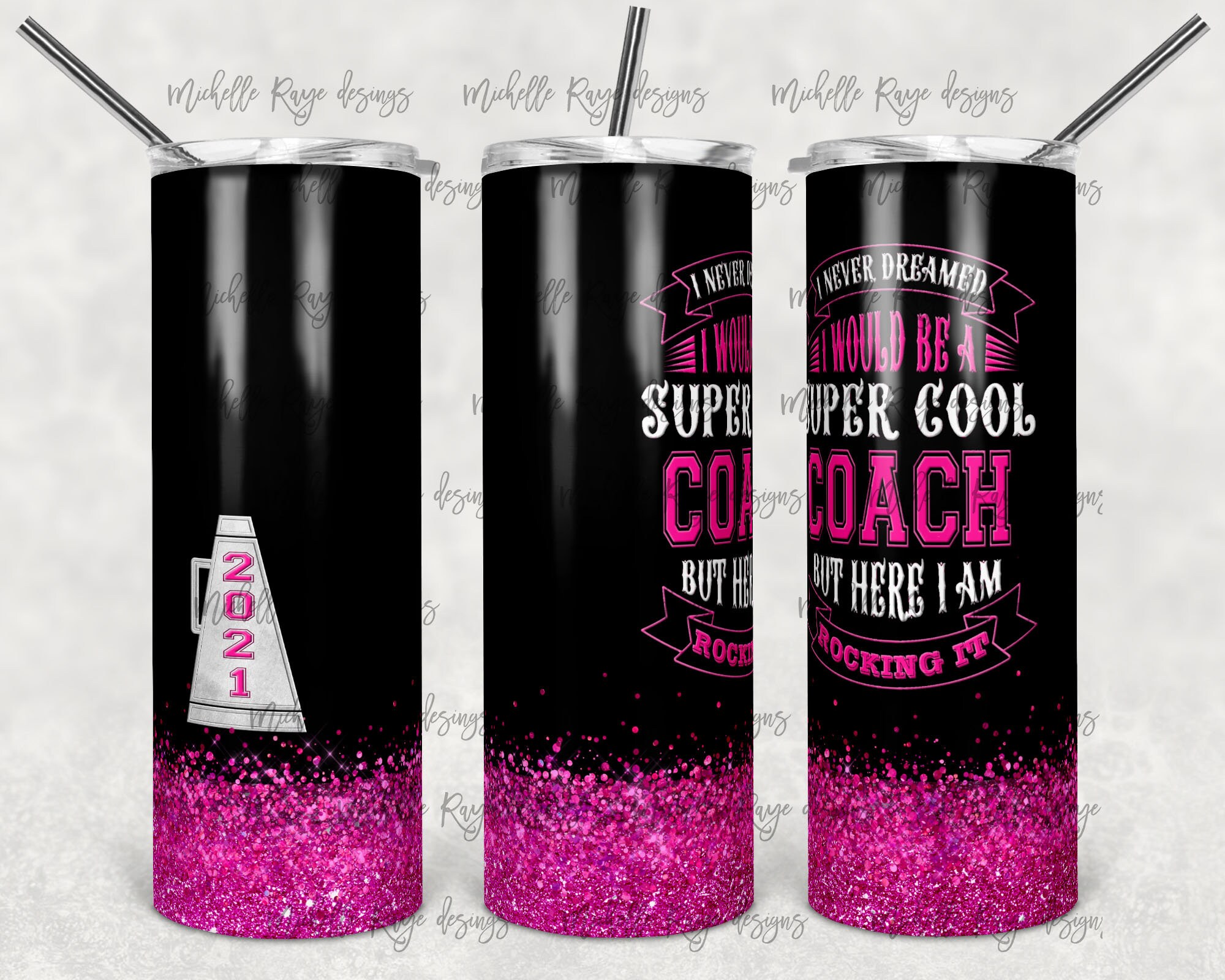 Black, Pink Glitter, Cheer Coach, 2021, Super Cool Coach, Sublimation ...