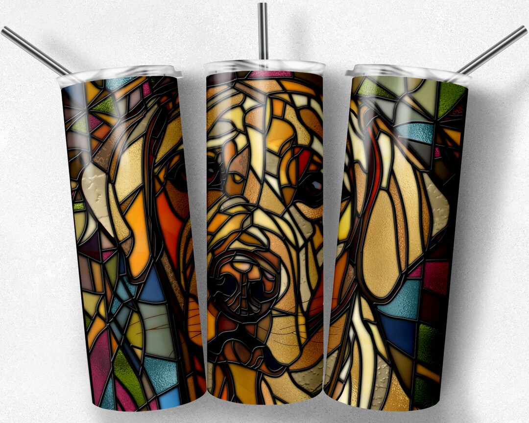 Yellow Lab Stained Glass PNG Wrap, Labrador Retriever Sublimation ...
