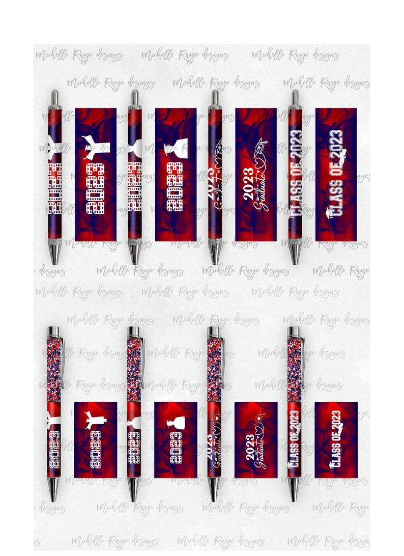 2023 Graduation PNG Pen Wraps Red and Blue Set 3,2023 Senior Pen File ...