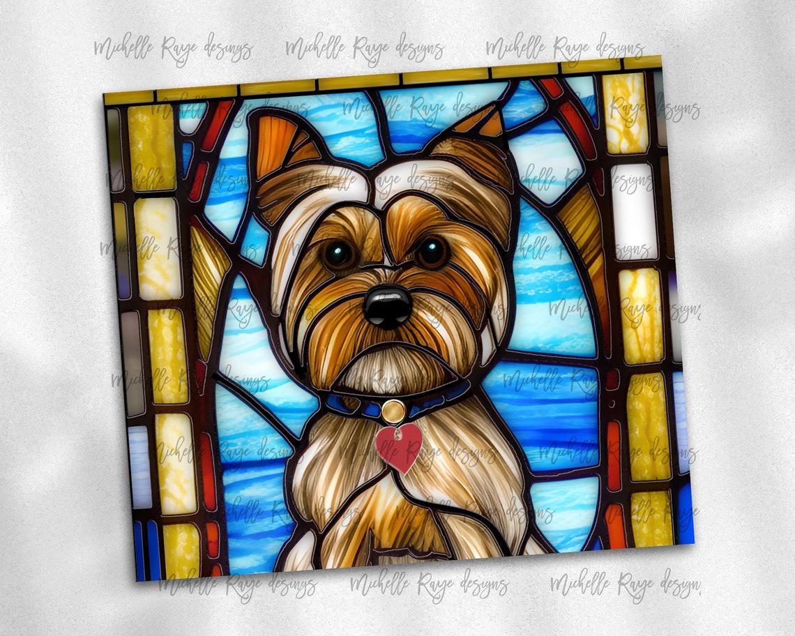 Yorkie Stained Glass PNG Wrap Yorkshire Terrior Dog - Etsy