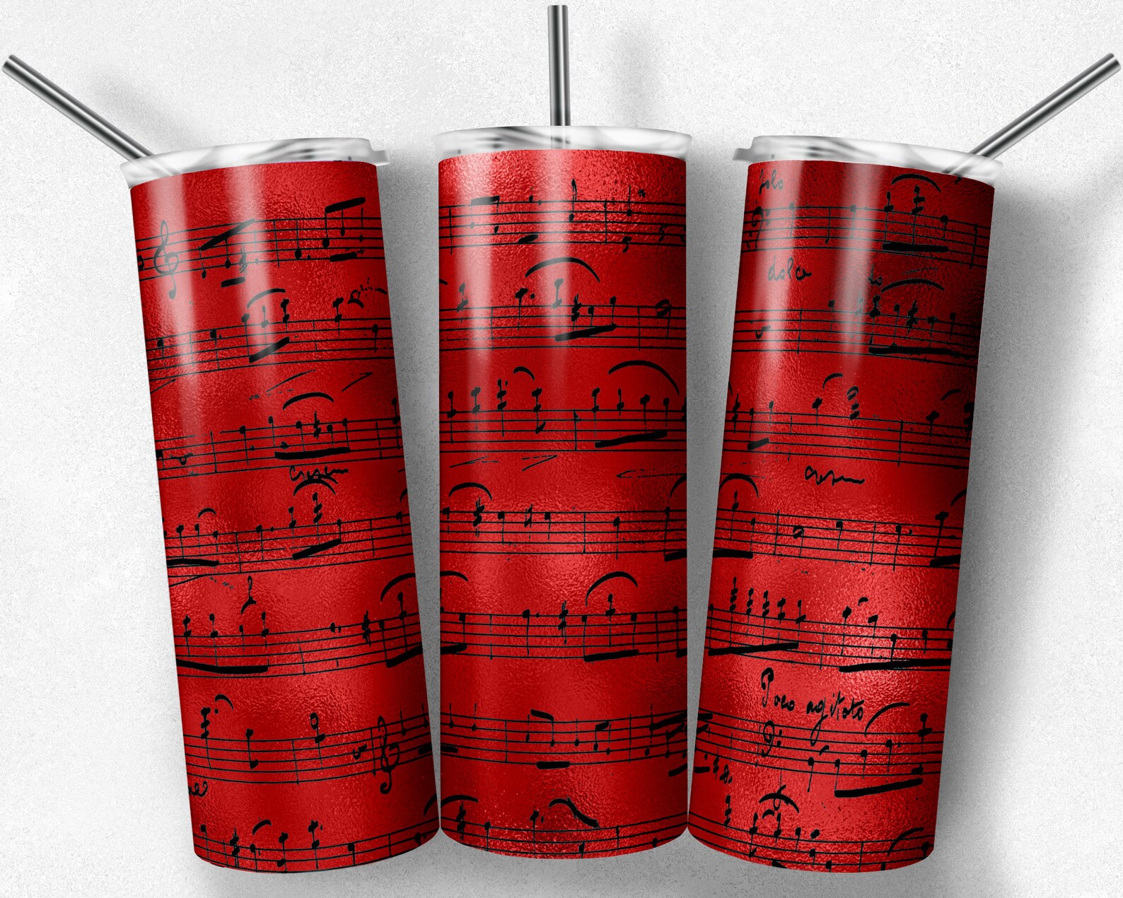 Music Notes Sublimation PNG Wrap, Sheet Music Tumbler Design, Music ...