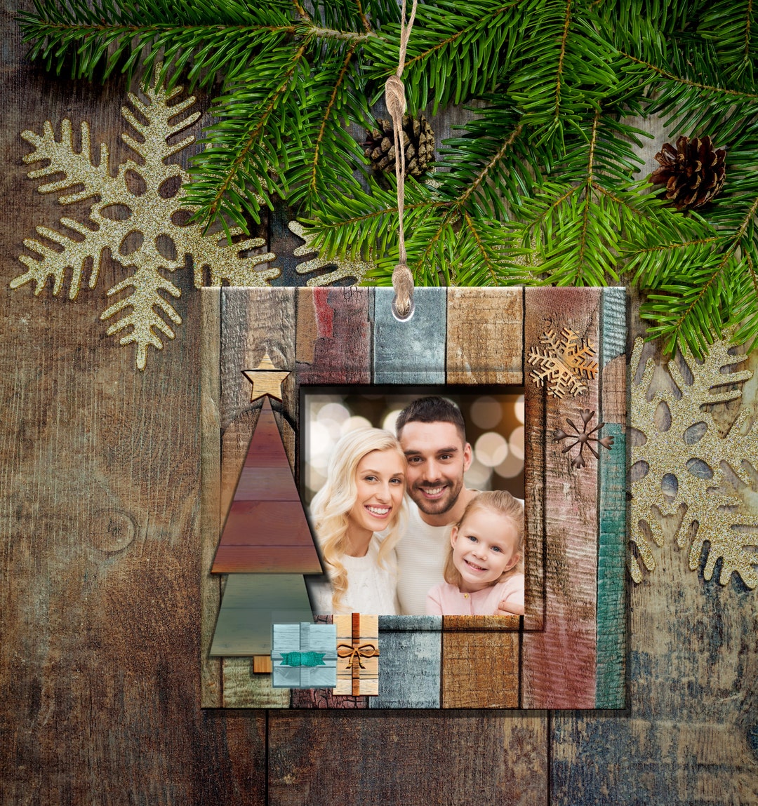 Rustic Wooden Frame, Wooden Christmas Tree and Presents, PNG Frame ...