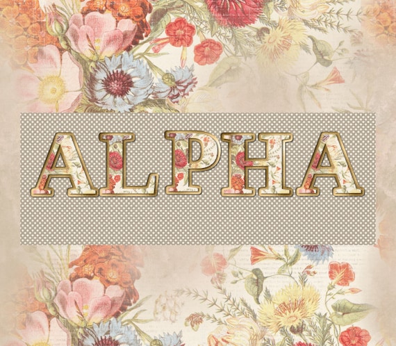 Boho Vintage Floral Alphabet Gold Bevel PNG Overlays Letter - Etsy