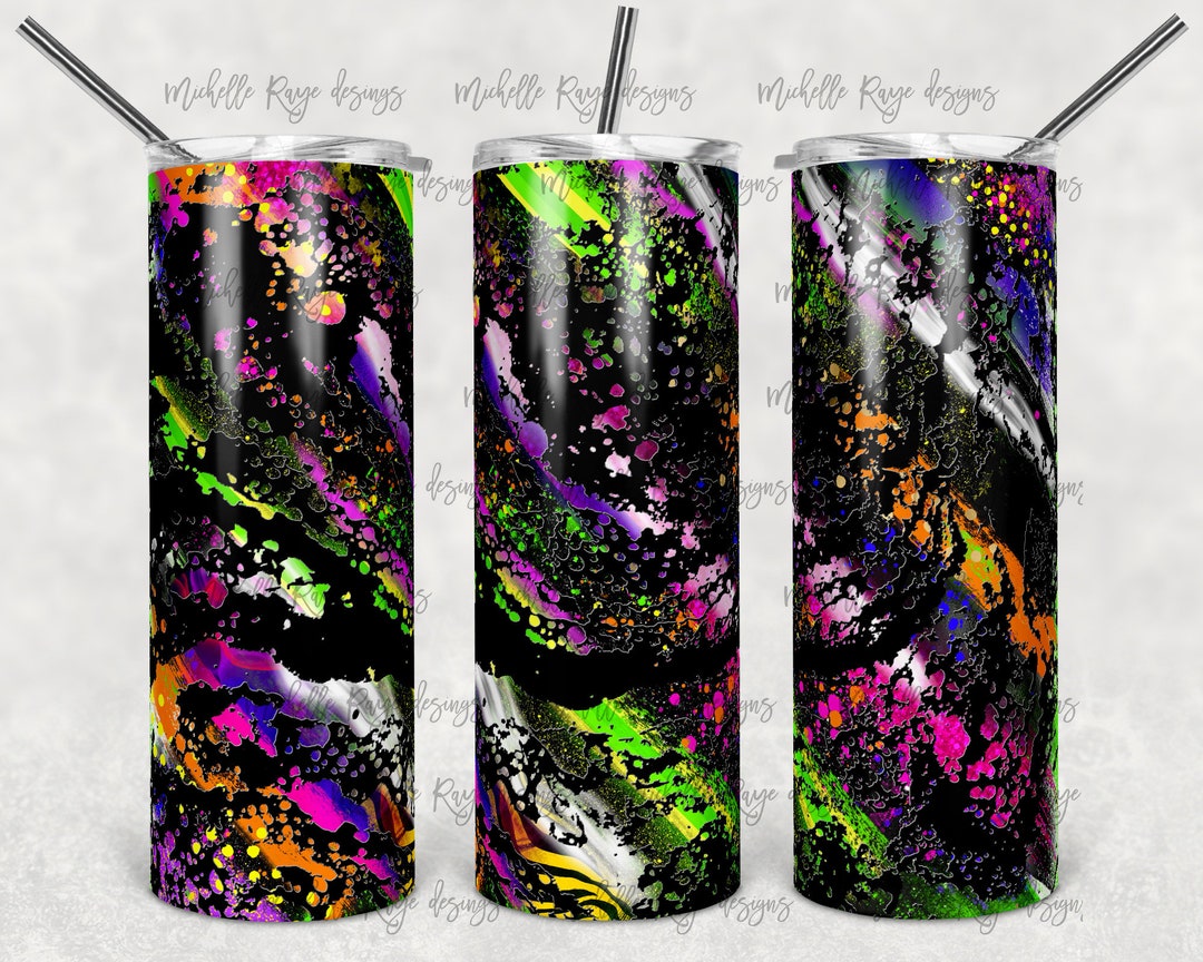 Bright Neon Brush Strokes Black Power Wash Glitter - Etsy