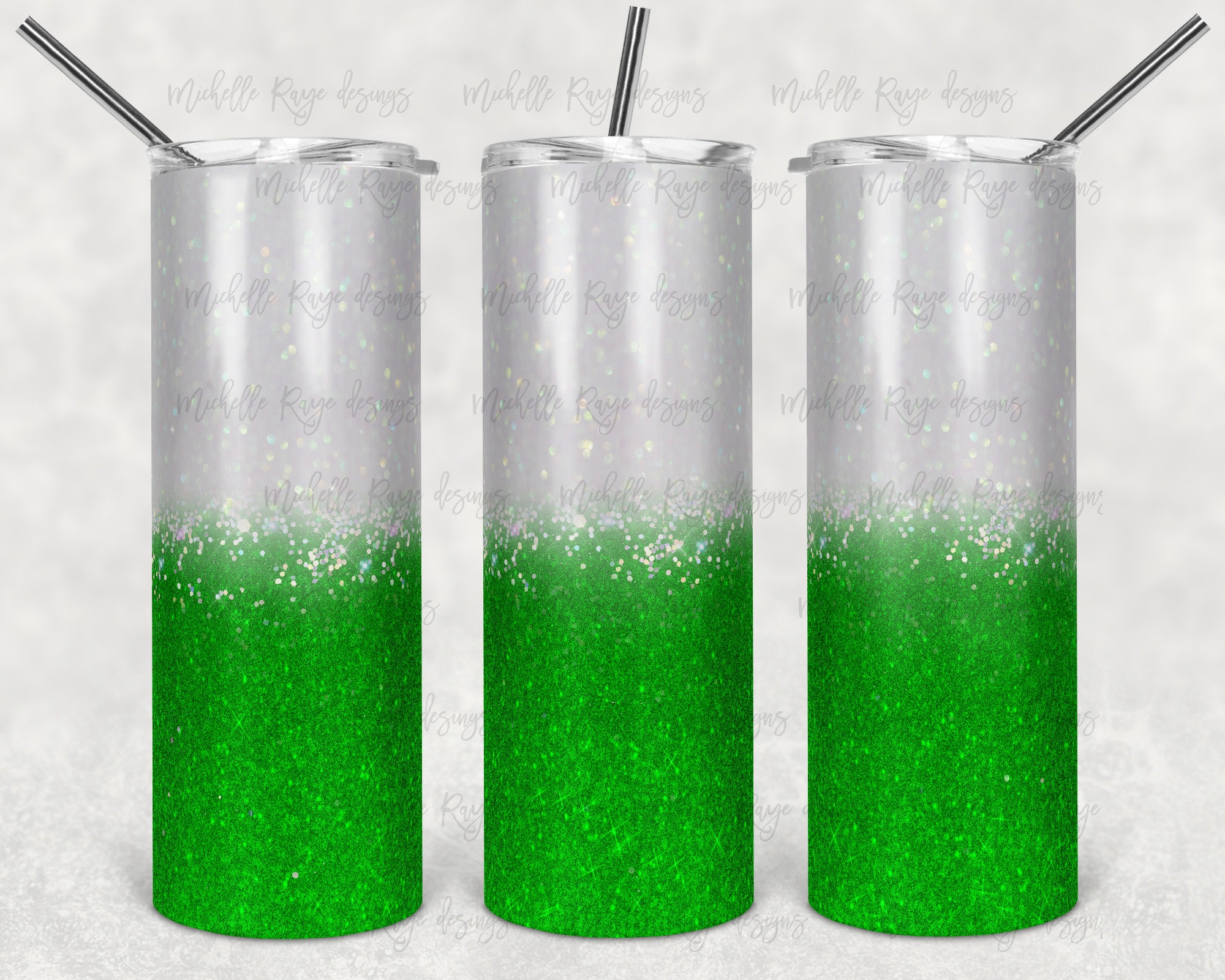 Glitter White and Green Ombre, Sparkle, Glam, Sublimation, 20 Oz ...