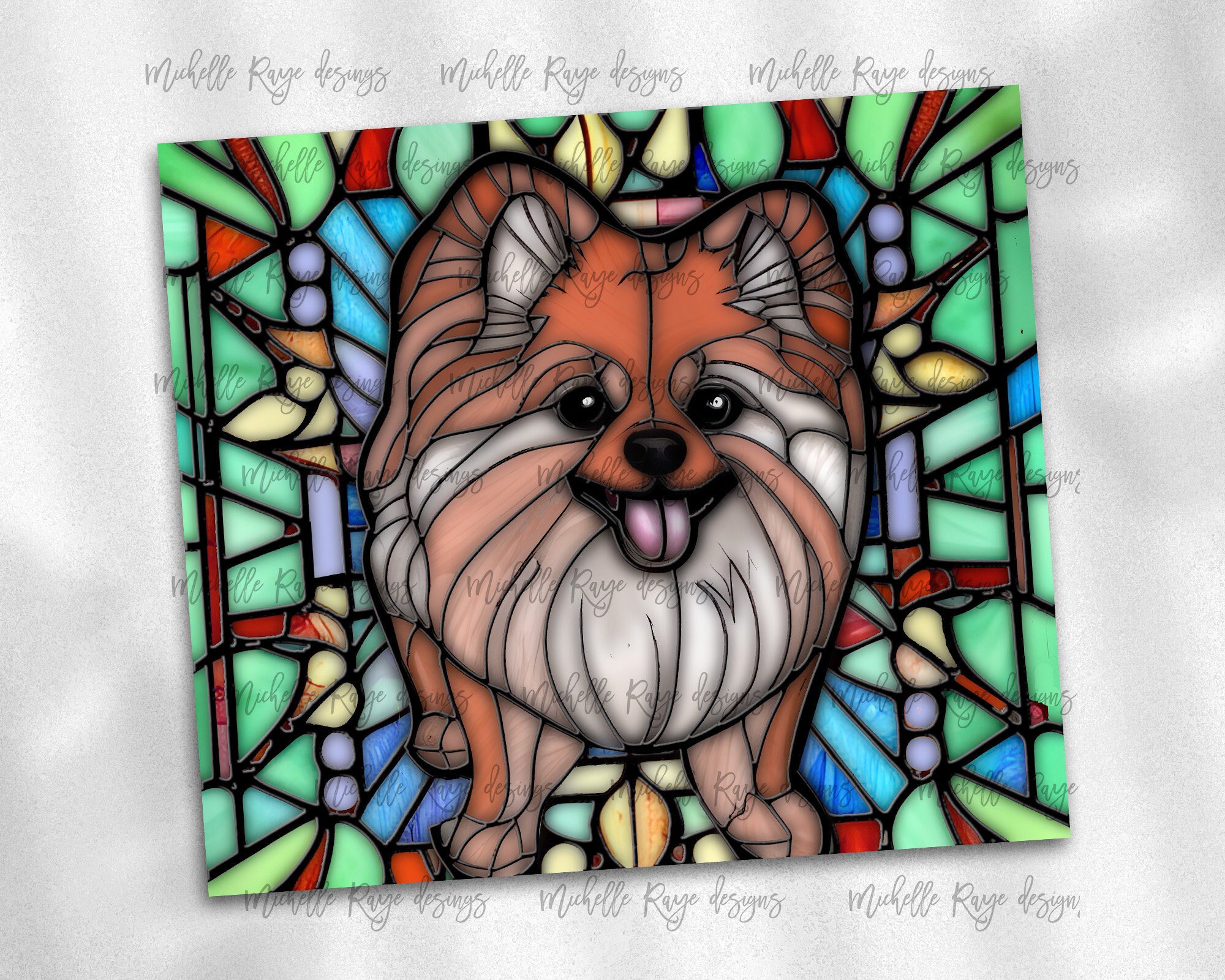 Stained Glass Pomeranian Dog PNG File Puppy Sublimation - Etsy