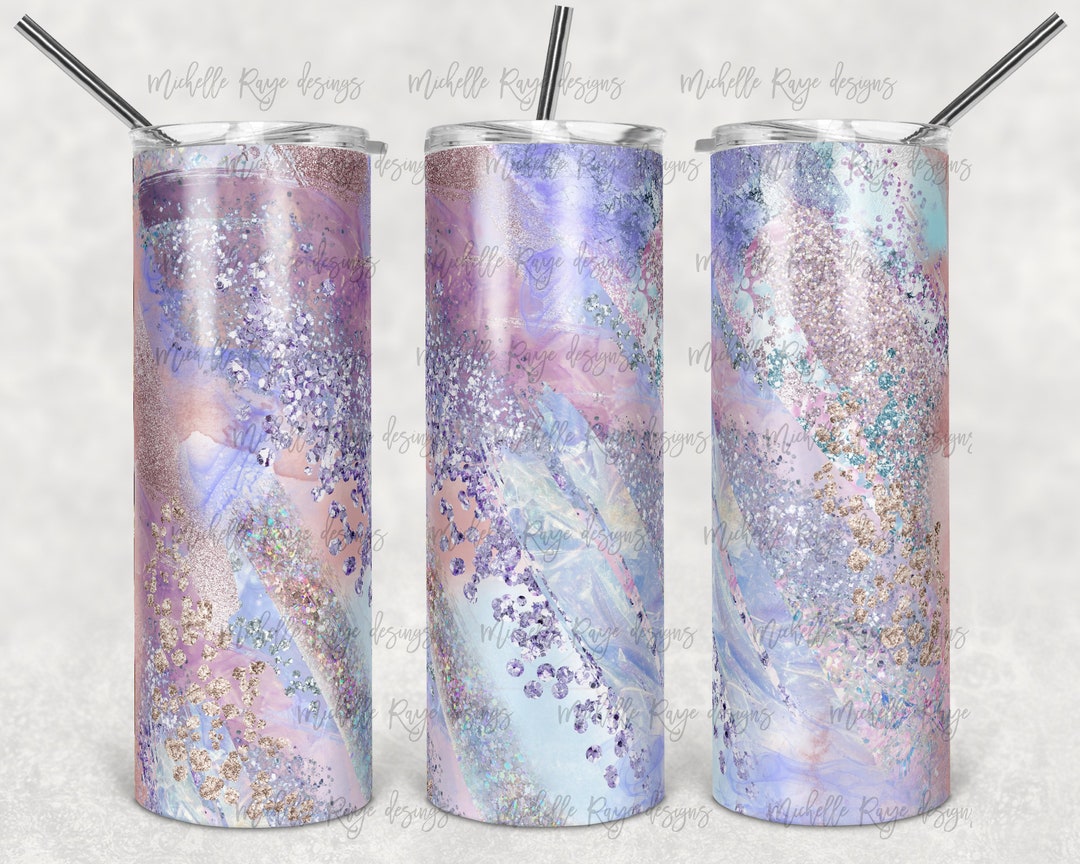 Pastel Rose Glitter Milky Way, 20 Oz Skinny Tumbler, Sublimation Wrap ...