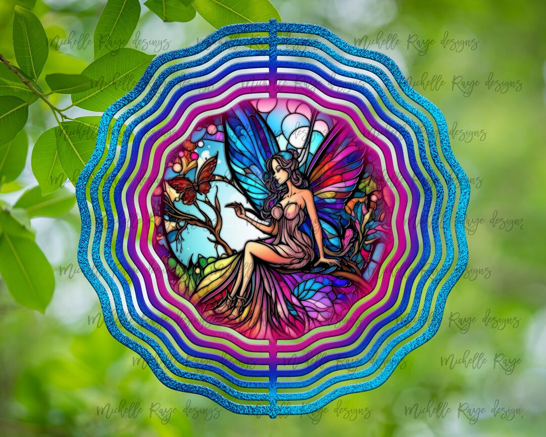 Fairy Stained Glass Wind Spinner PNG File Enchanted Forest, Hanging ...