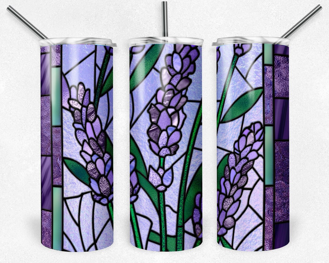 Lavender Stained Glass PNG Design, Lavandula Tumbler Wrap, Spring ...
