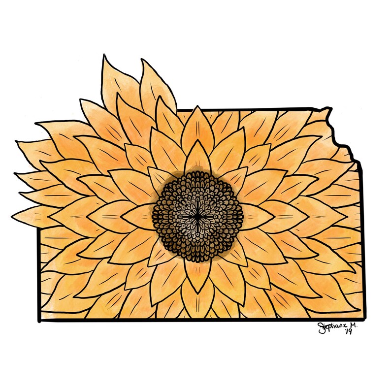 Kansas Sunflower Art Print Kansas Art State Art Kansas - Etsy