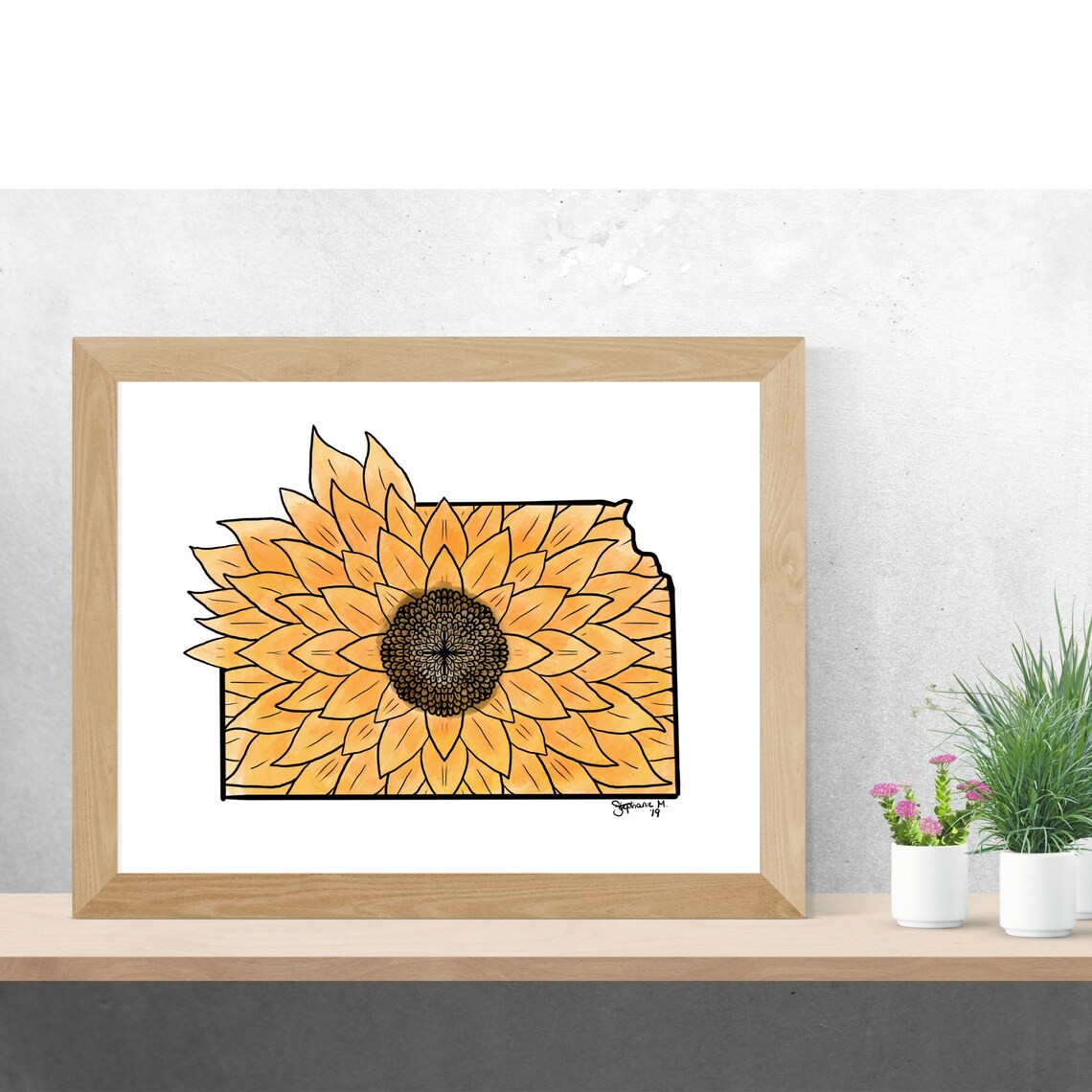 Kansas Sunflower Art Print Kansas Art State Art Kansas - Etsy