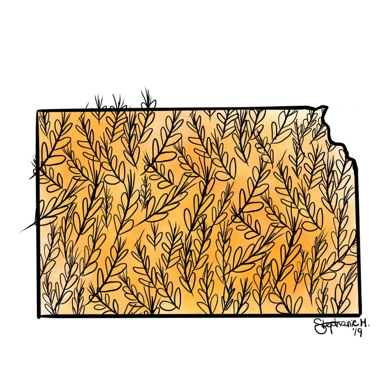 Kansas Art Print Kansas Art State Art Kansas State Art - Etsy