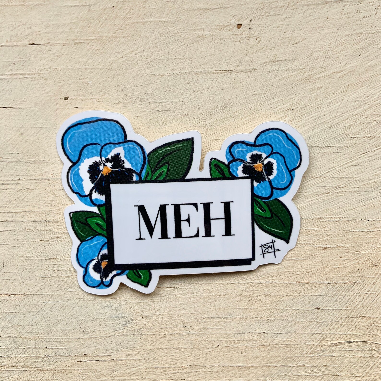 Flower Sticker, Meh Sticker, Vinyl Sticker, Laptop Sticker, Waterproof ...