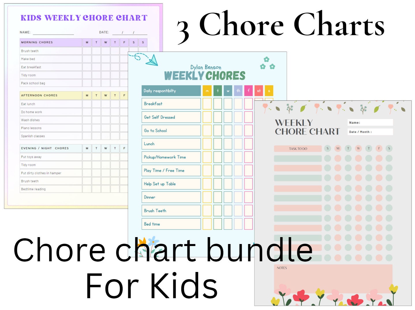 Multiple Chore Chart Digital Templates - Etsy