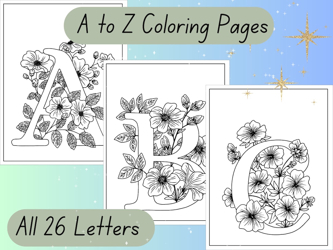 Simple Alphabet Coloring Pages // All Letters of the Alphabet - Etsy