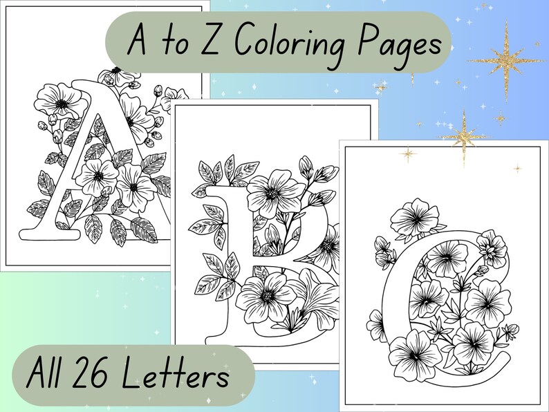 Simple Alphabet Coloring Pages // All Letters of the Alphabet - Etsy