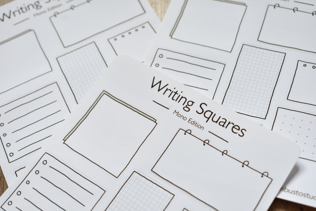 Black and White Writing Squares, Aesthetic, Planner Sticker Sheets ...