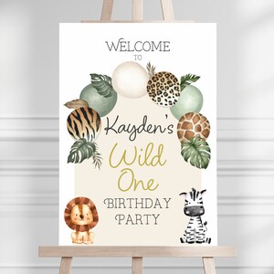 Personalised Jungle Safari Birthday Party Welcome Sign, 1st, 2nd, ANY ...