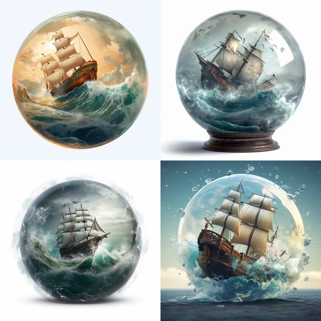 Sailing Ships in Crystal Balls. - Etsy