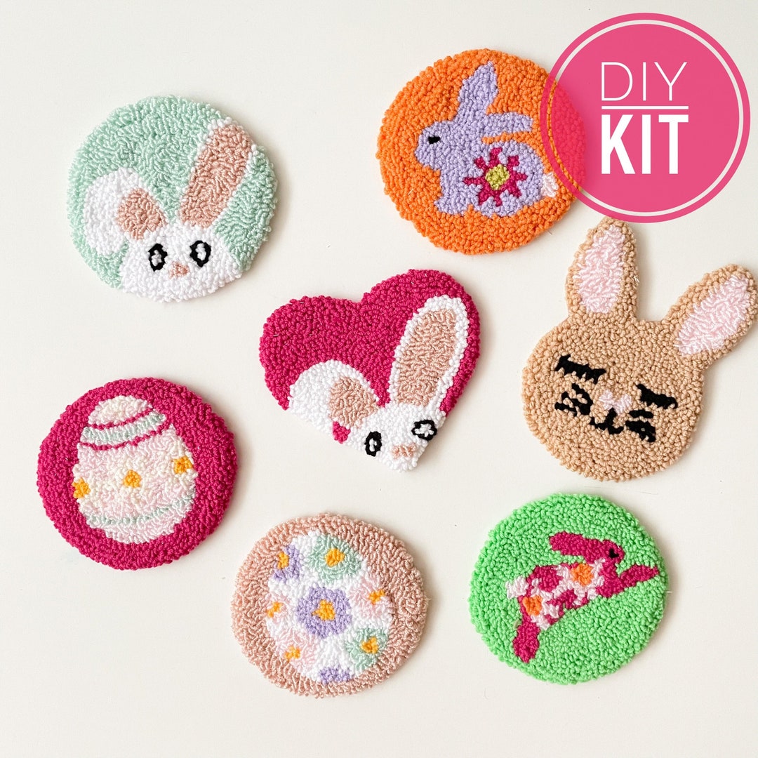 Punch Needle Coasters Kit Set | Easter Coasters Kit | Beginner Punch ...