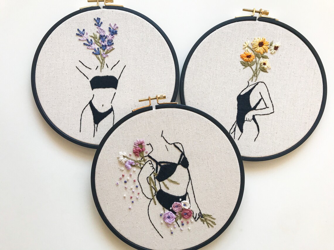 Embroidery Kit Set. Ladies with Flowers. Feminist Hand | Etsy